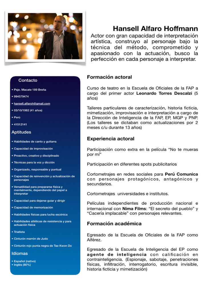 Hansell Hoffmann: Actor y Formador | PDF | Interino | Las artes
