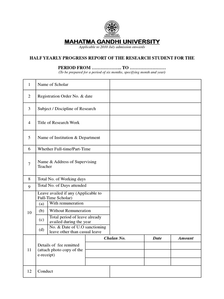 Research-Half-Yearly-Progress-Report Form | PDF