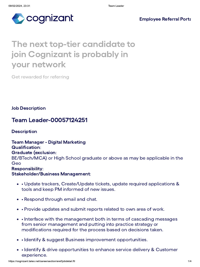 Team Leader - Interview JD Purpose Only | PDF | Recruitment ...