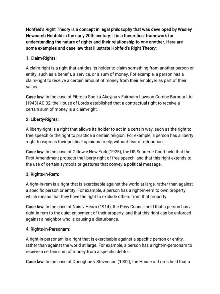Hohfeld's Right Theory Research | PDF | Common Law | Justice