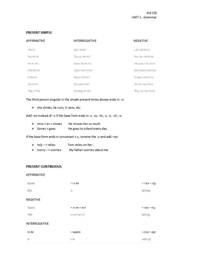 Grammar UNIT1 - 3rd CSE | PDF | Grammatical Tense | Languages