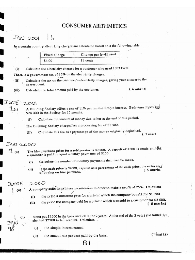 Consumer Arithmetic Pdf