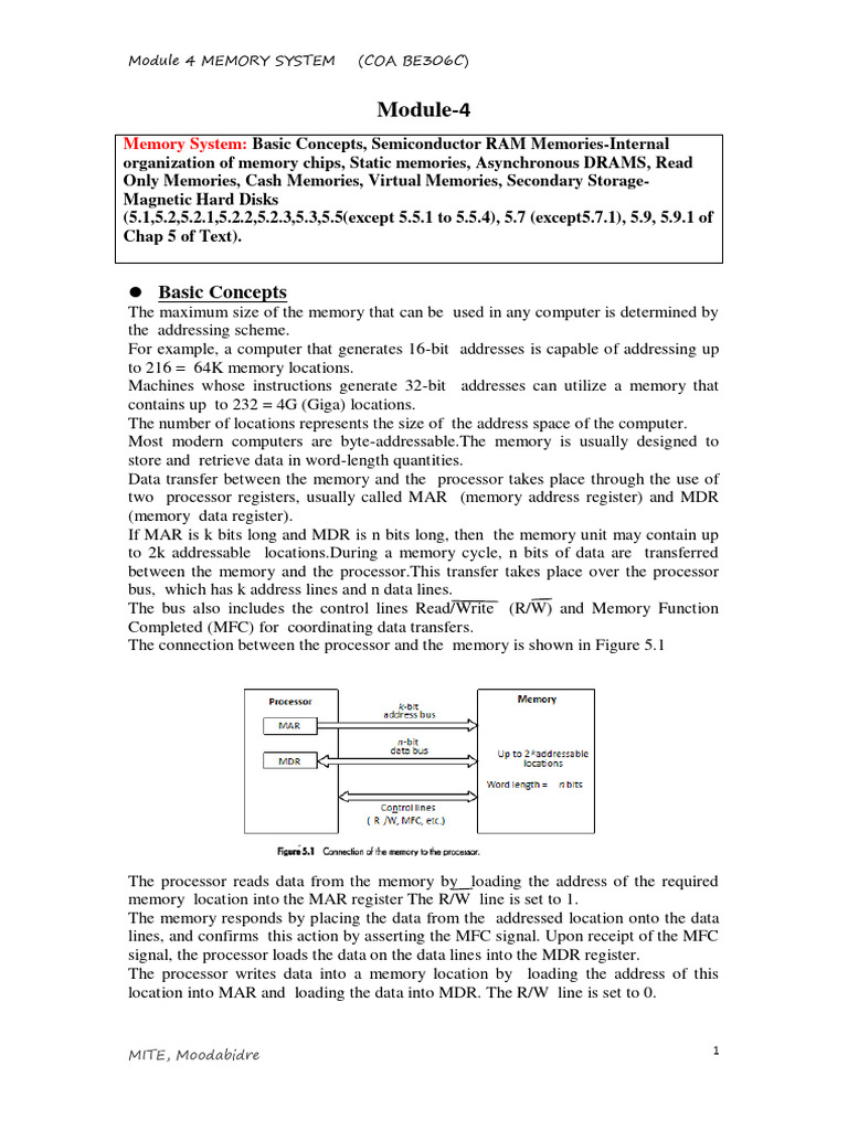COA Module 4 BEC306C | PDF | Computer Data Storage | Random Access Memory
