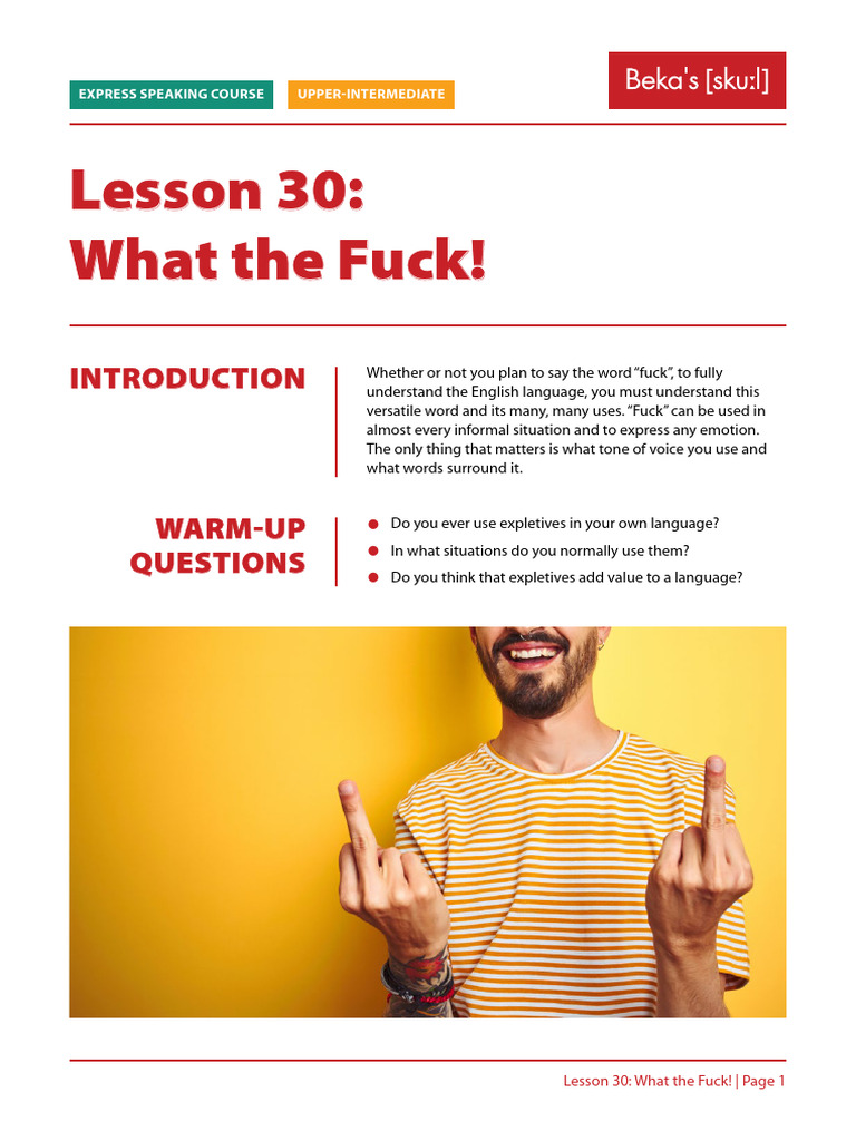 Express Speaking Upper-Intermediate - Lesson 30 - What The Fuck | PDF | Fuck | Syntax