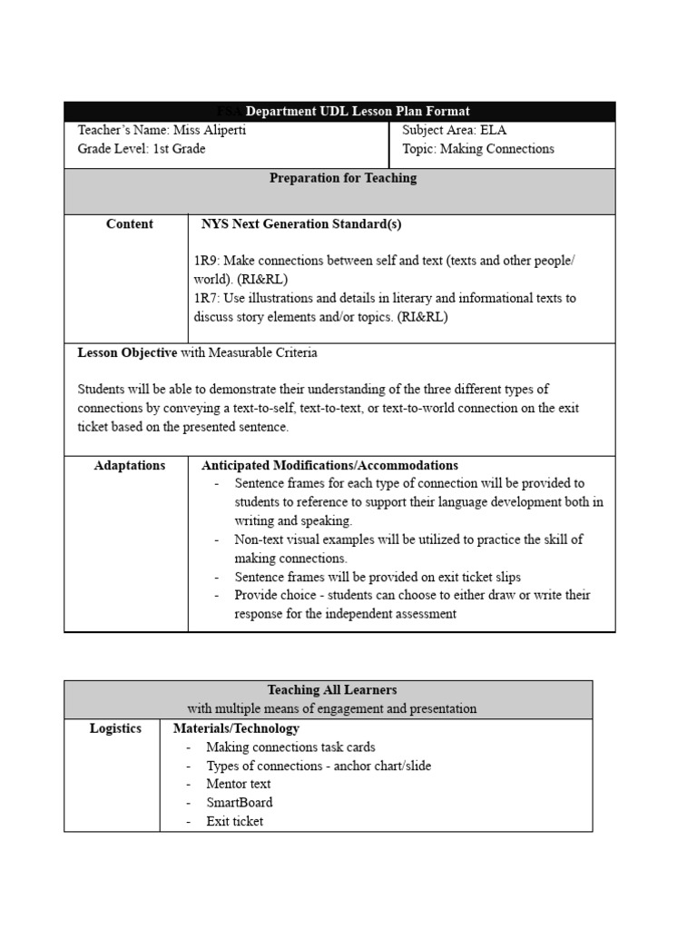 Sample Lesson Plan 1st Grade | PDF | Lesson Plan | Reading Comprehension