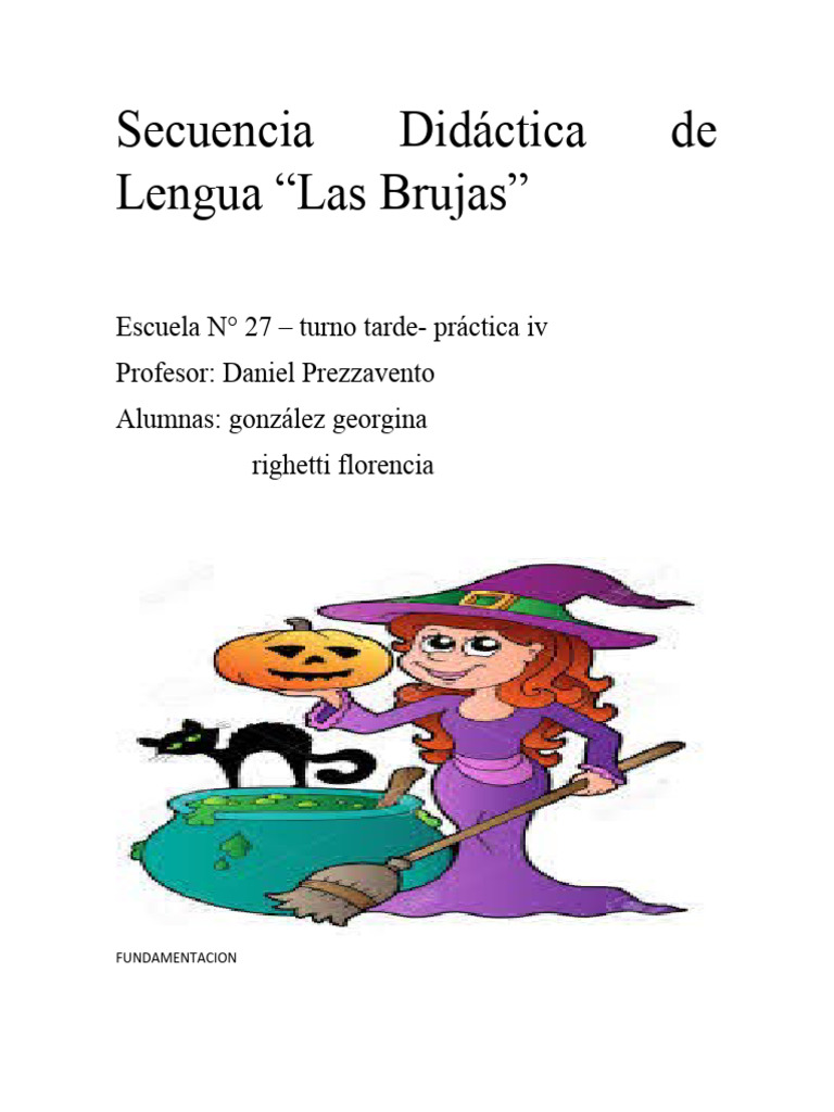 Lengua - Plani Cuentos Las Brujas - 2º | PDF | Escritura | Enseñando
