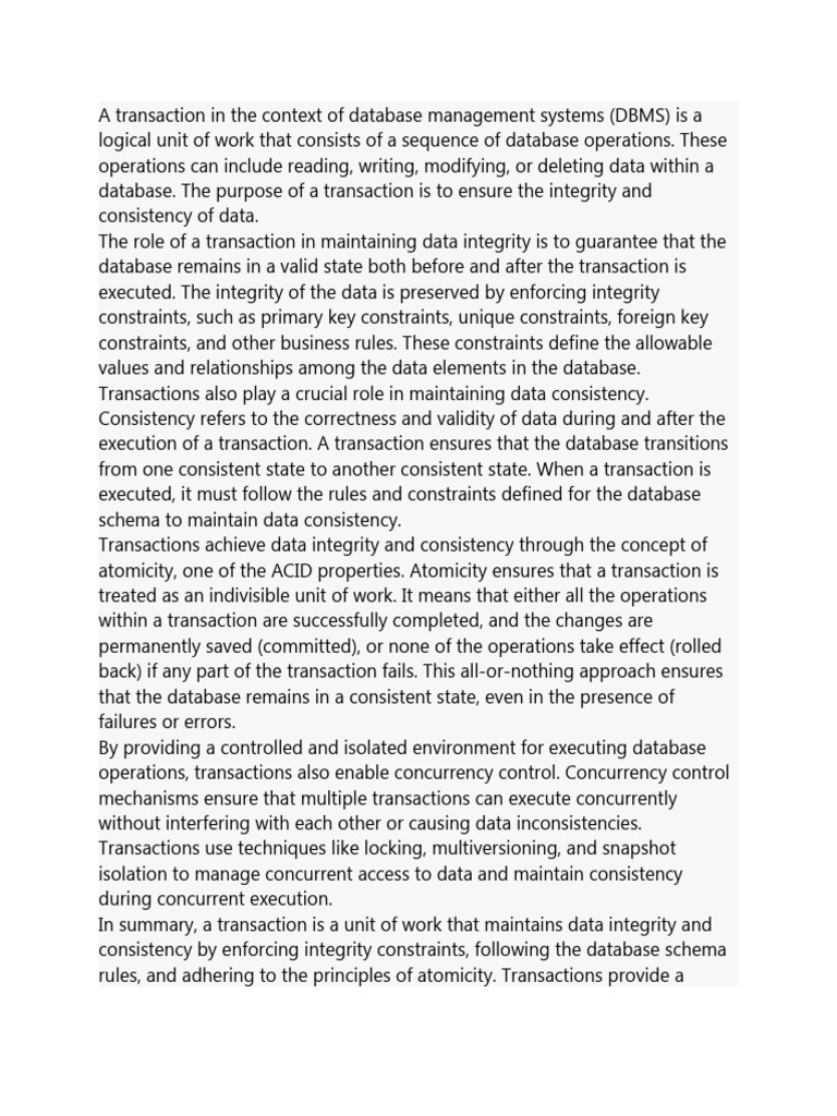 A Transaction In The Context Of Database Management Systems Pdf Database Transaction
