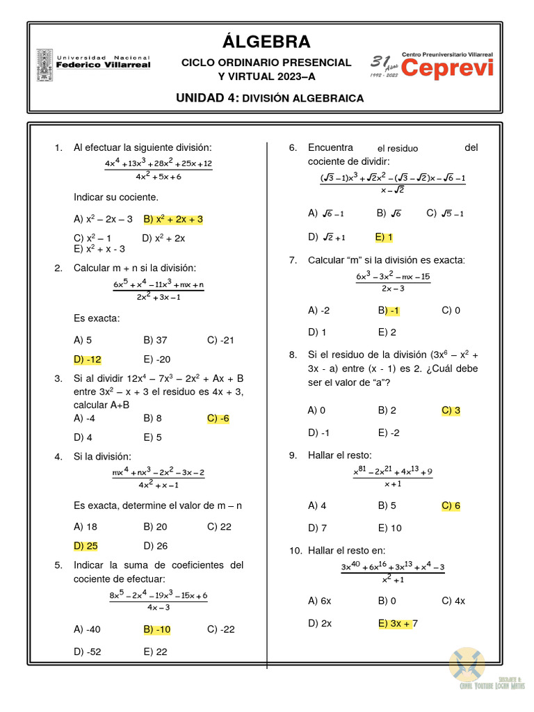 Álgebra 4 | PDF | Álgebra abstracta | Matemáticas