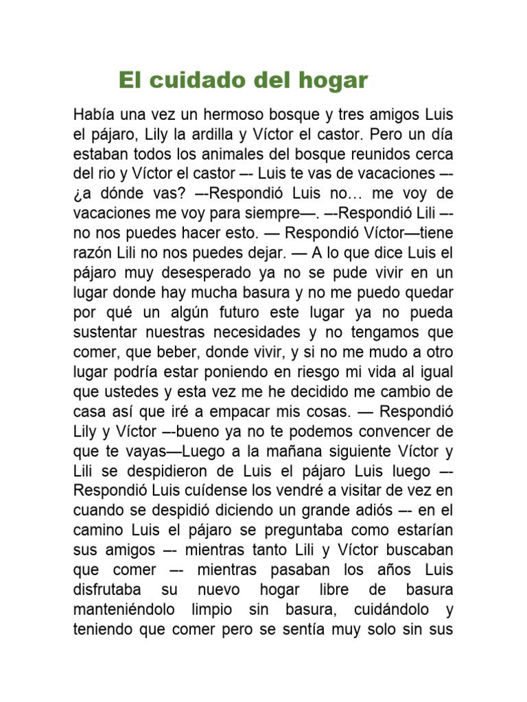 El Cuidado Del Hogar | PDF