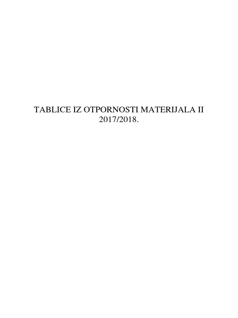 Tablice Iz Otpornosti Materijala Ii | PDF