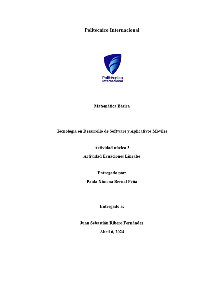 Nucleo 3 Ecuaciones Lineales | PDF | Matemáticas | Objetos matemáticos