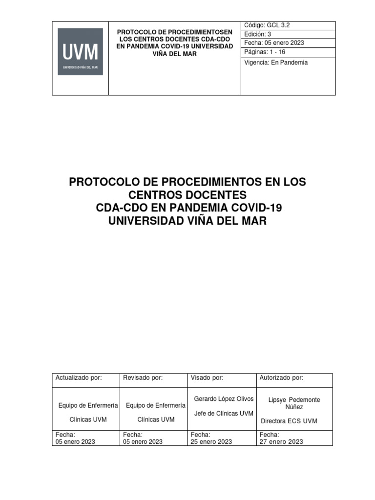 Protocolo COVID-19 en Centros UVM | PDF | Lavado de manos | Organización Mundial de la Salud