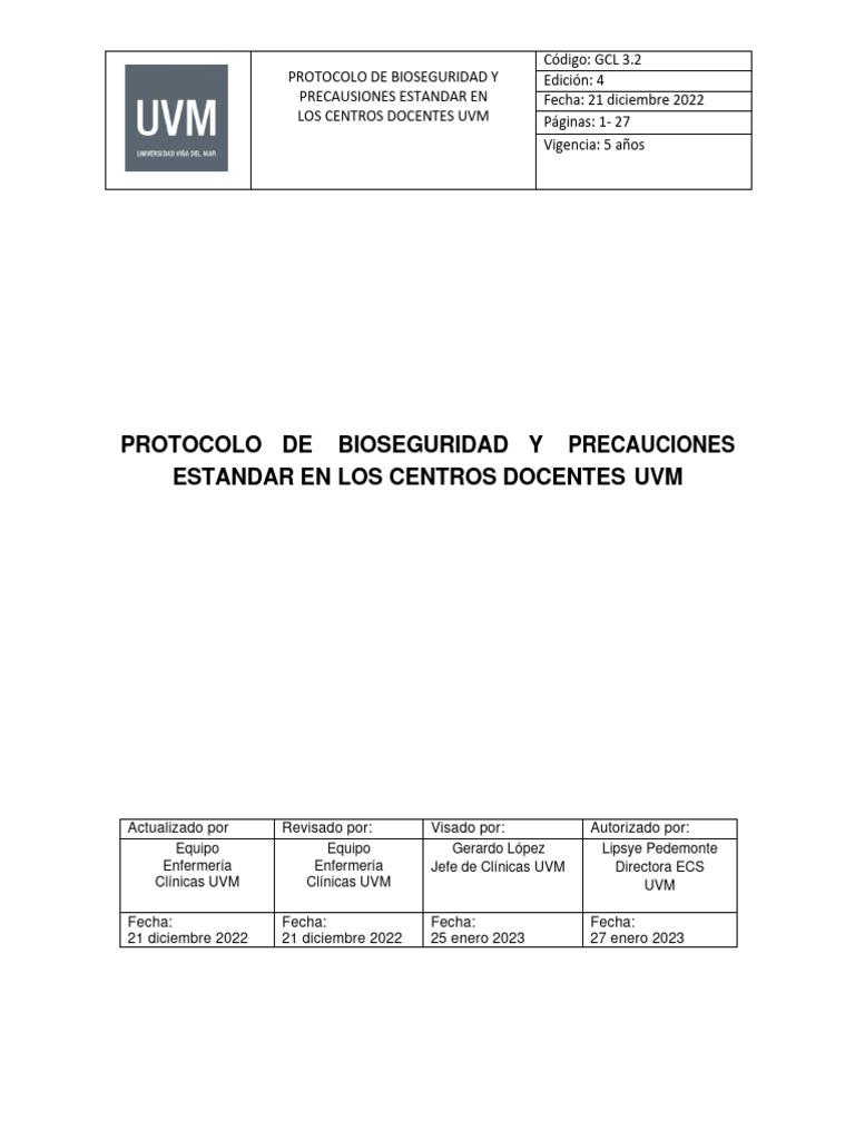 Protocolo de Bioseguridad 2023 | Descargar gratis PDF | Lavado de manos | Higiene