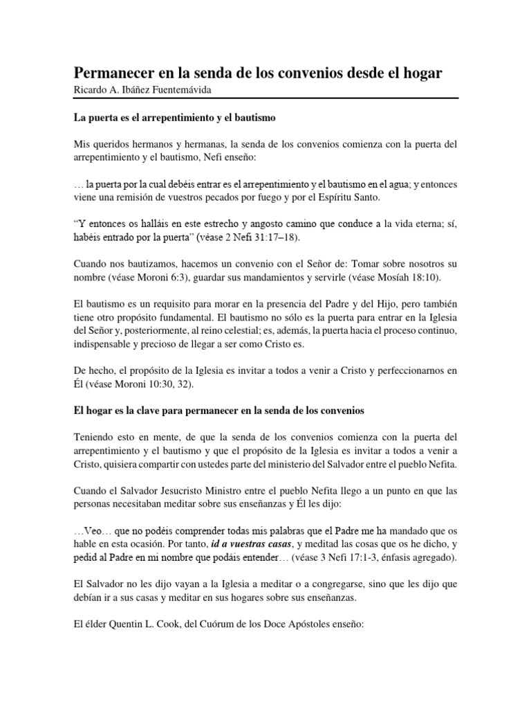 Permanecer en La Senda de Los Convenios Desde El Hogar | PDF | Jesús | Evangelios