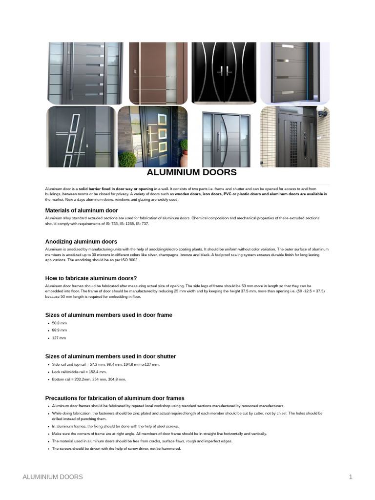 Aluminium Doors | Download Free PDF | Door | Aluminium