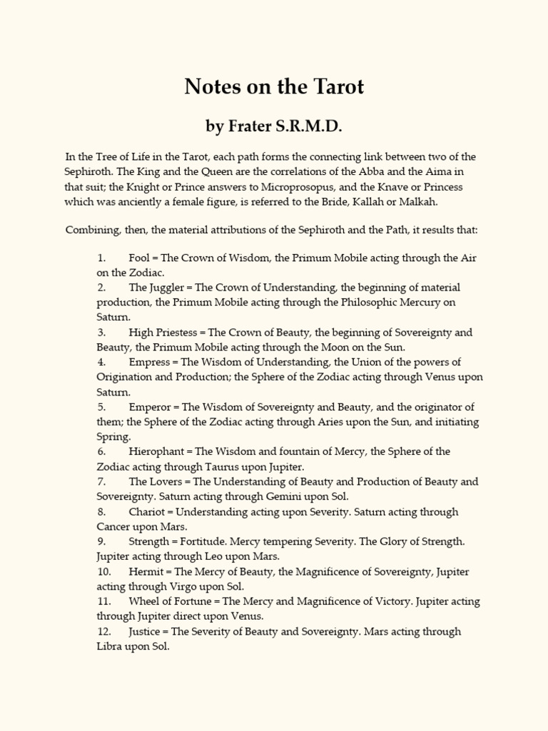 Notes On The Tarot - HTML | PDF | Planets In Astrology | Astrology
