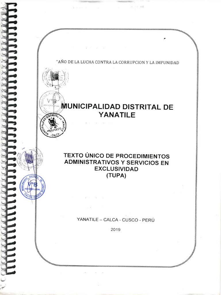 Tupa 2019 Muni Yanatile | PDF | Responsabilidad | Administración Pública