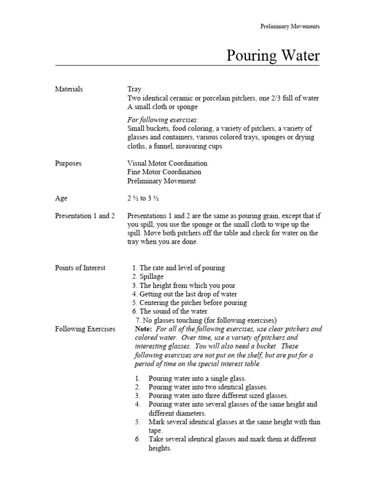 pouring water template | PDF | Materials