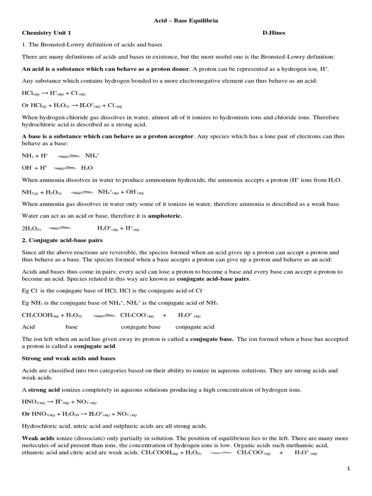 Acid-Base Equilibria in Chemistry | PDF | Ph | Acid