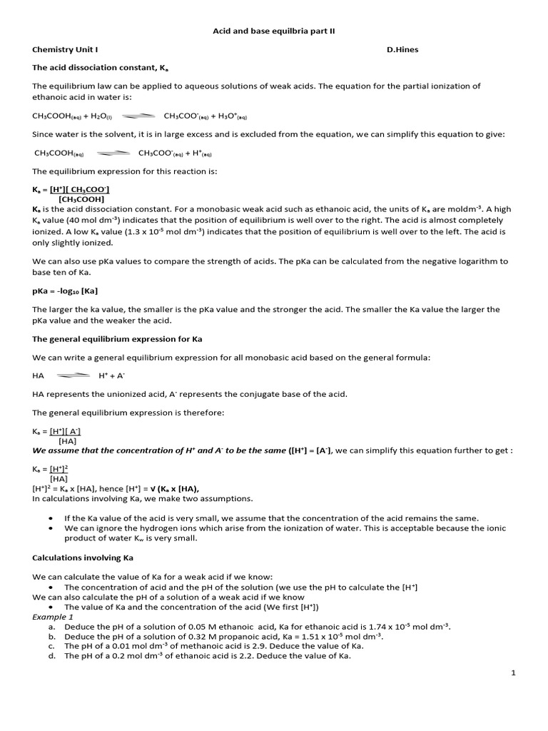 10.b Acid and Base Equilbria Part II-Chemistry Unit I | Download Free ...