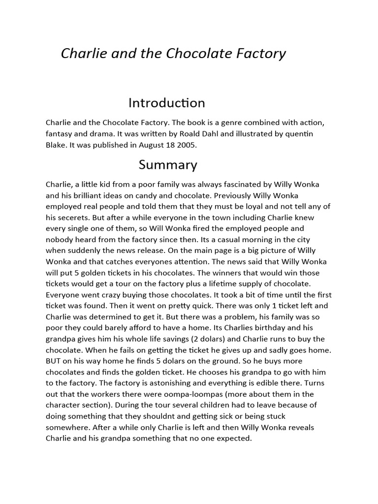 Charlie and The Chocolate Factory | PDF