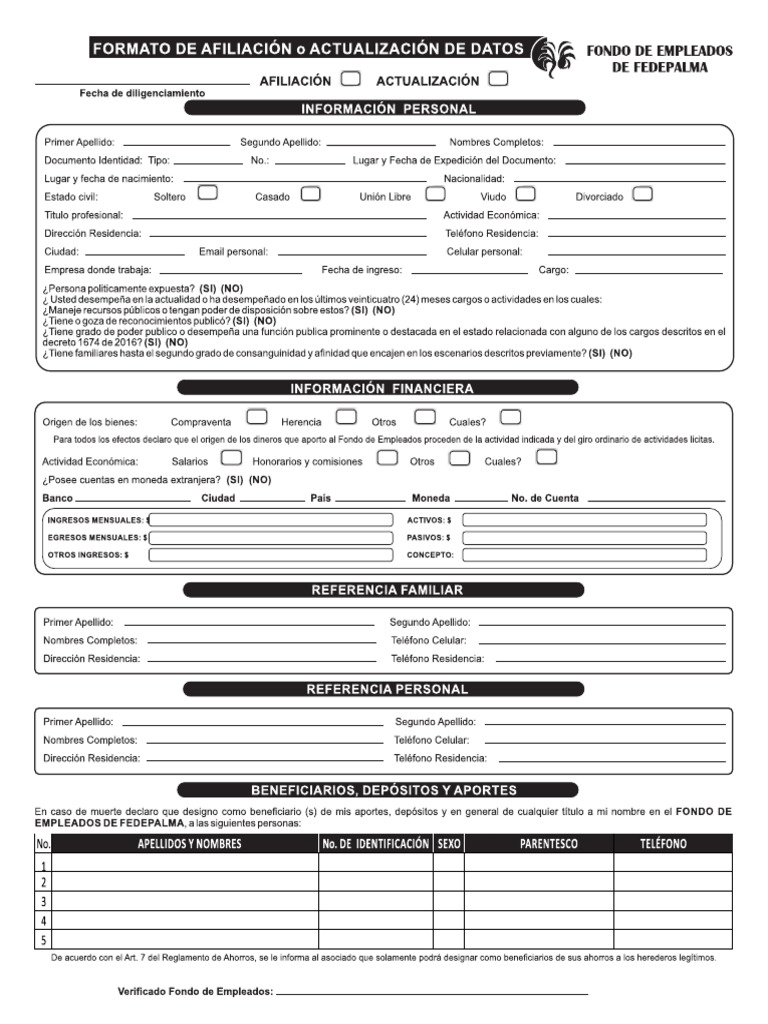 Formato Afiliacion Actualizacion | PDF