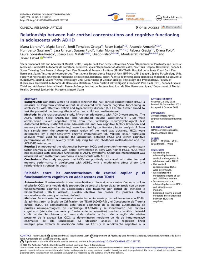 Cortisol TDAH | PDF | Attention Deficit Hyperactivity Disorder ...
