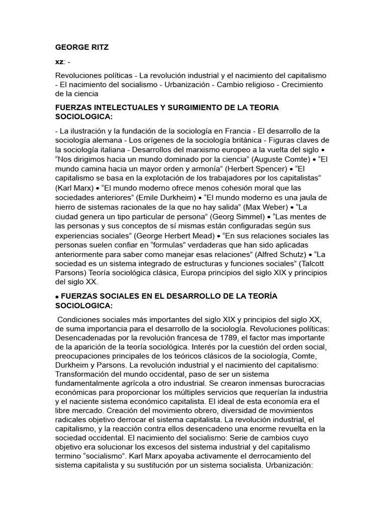George Ritzer | PDF | Sociología | Max Weber