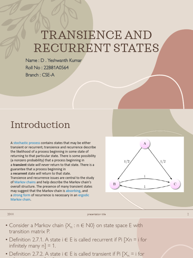 Markov Chains: Transience & Recurrence | PDF