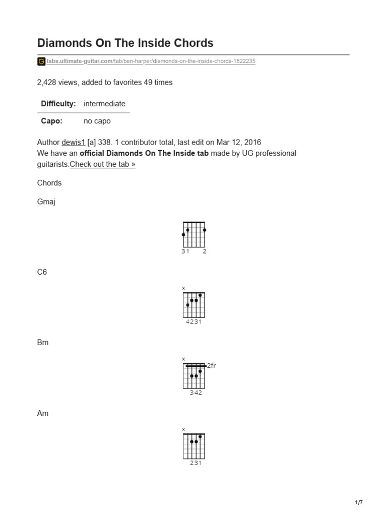 Diamonds On The Inside Chords Guide | PDF | Song Structure | Songs