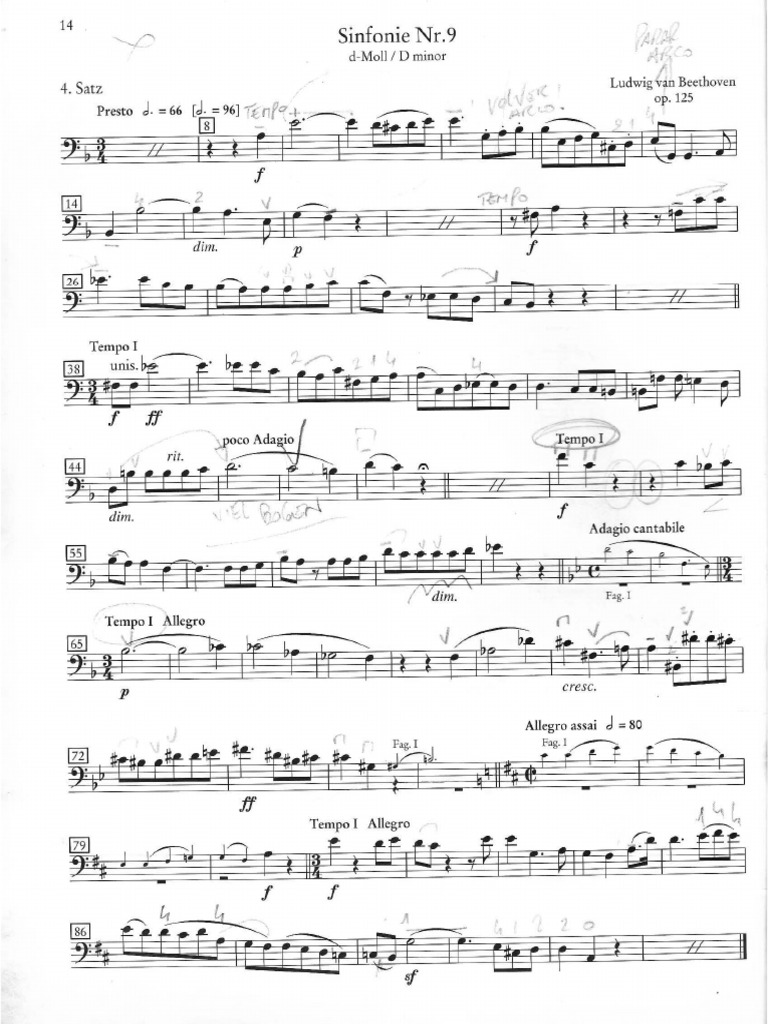 Beethoven 9th Symphony Excerpt For Double Bass | PDF