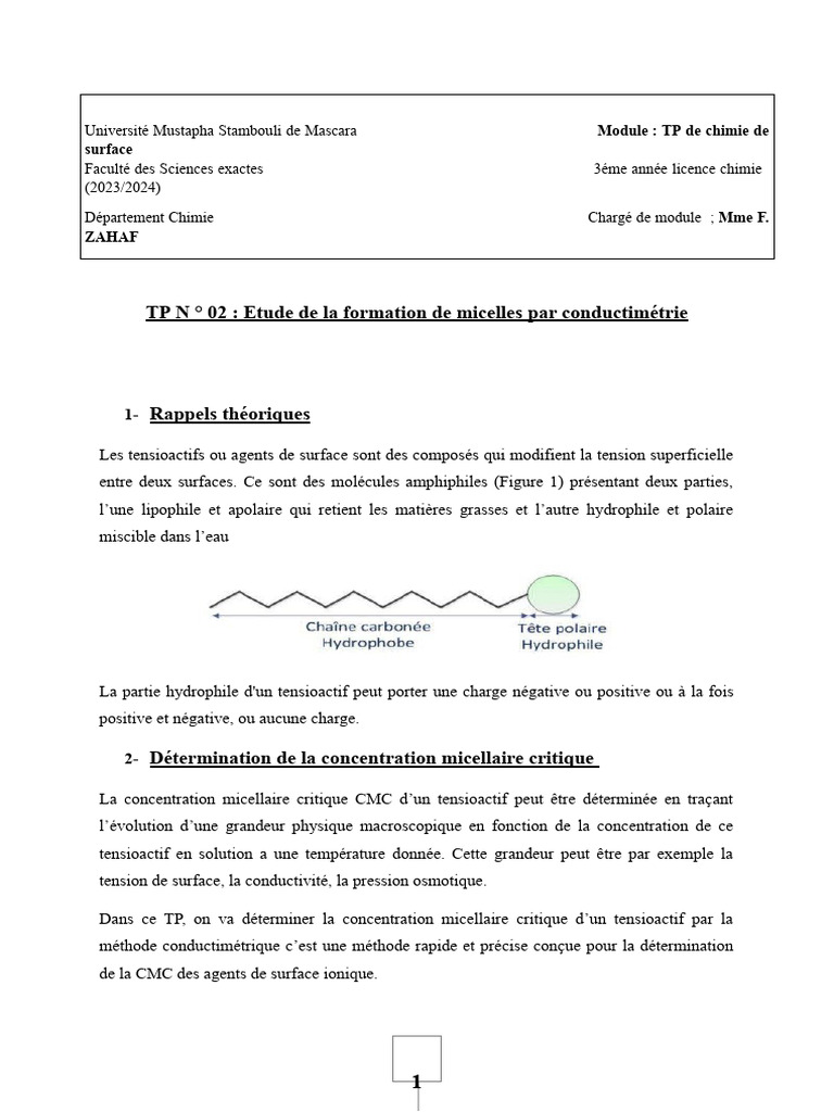 Détermination de la CMC par conductimétrie | PDF | Tensioactif | Chimie ...
