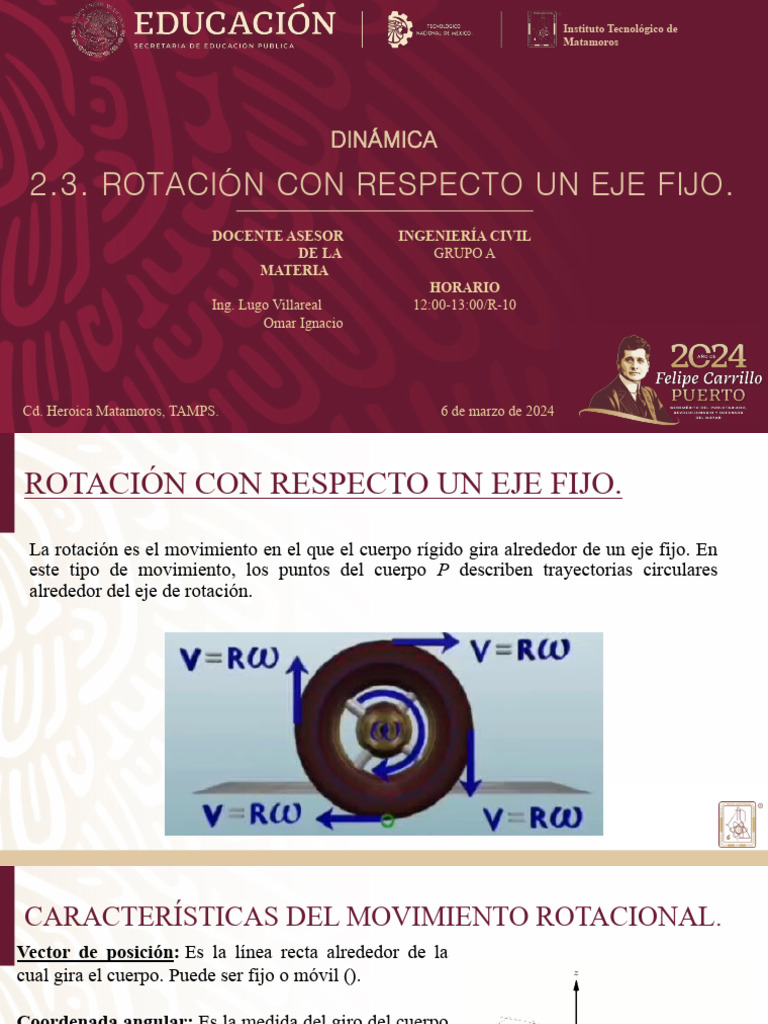 Rotación alrededor de un eje fijo | PDF | Velocidad | Rotación