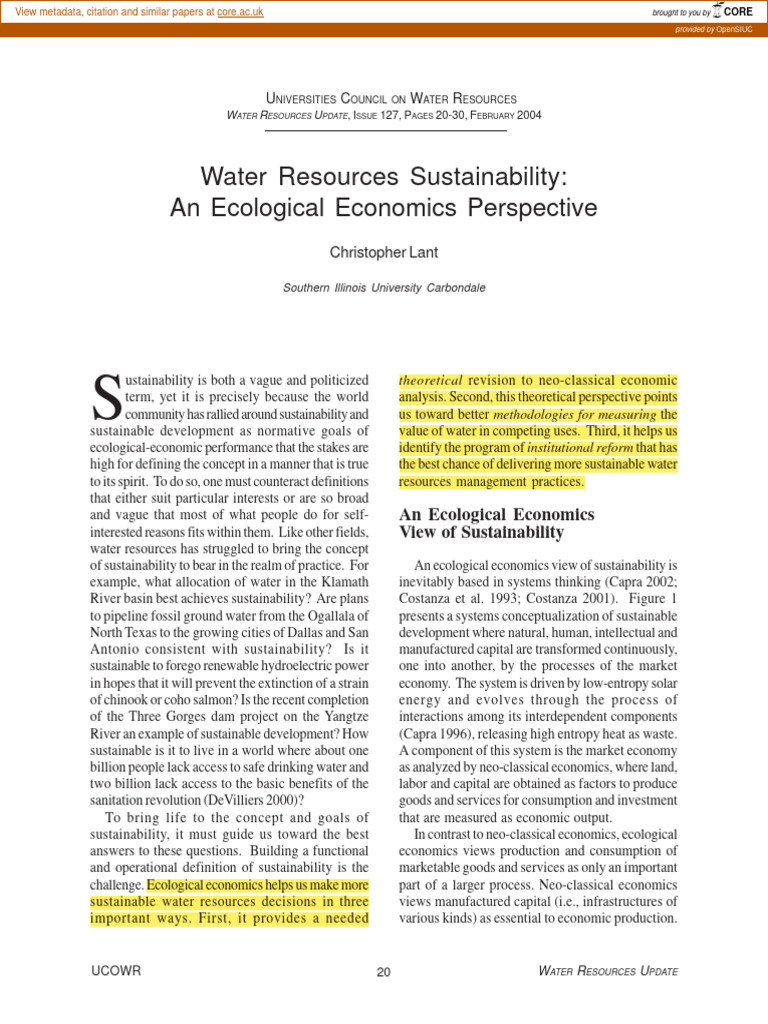 Water Resources Sustainability (MA) | PDF | Sustainability | Water