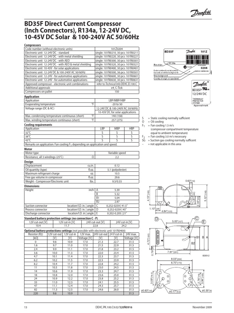 danfoss_bd35f_compressors_scheda | PDF | Electrical Engineering ...