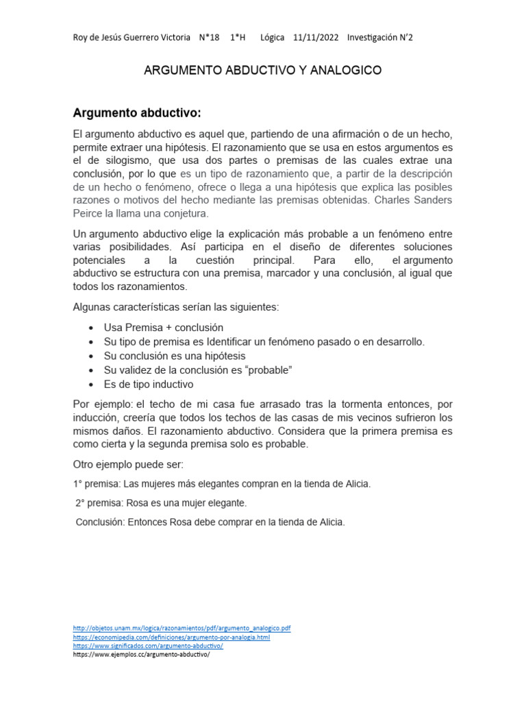 Argumento Abductivo y Analogico | PDF | Epistemología de la ciencia | Cognición