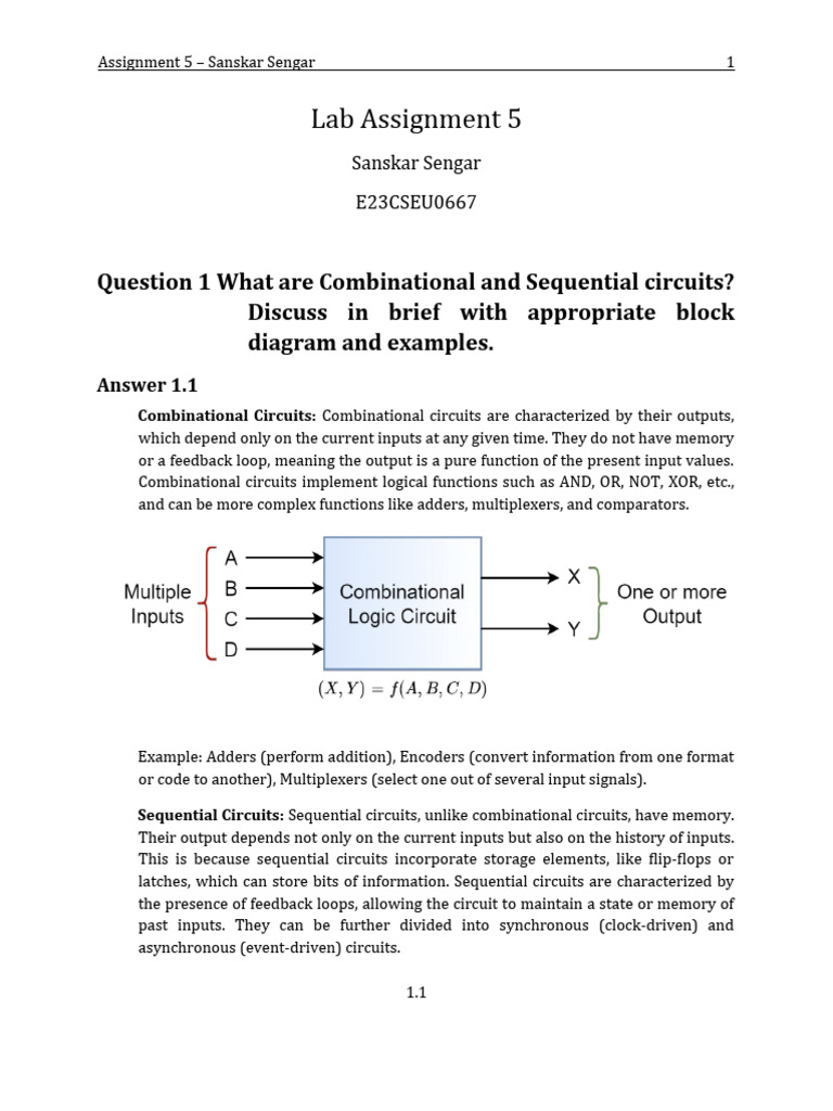 Assignment 5 E23CSEU0698 | PDF | Electronics | Computing