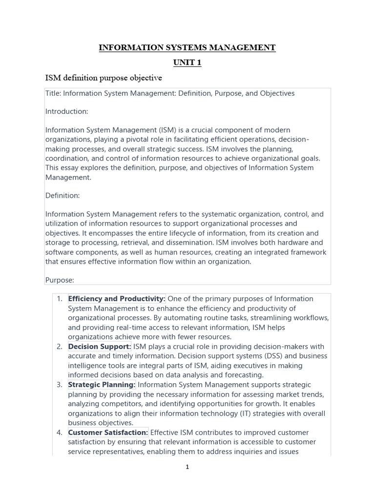 Ism Notes All Units | PDF | Information Security | Information System