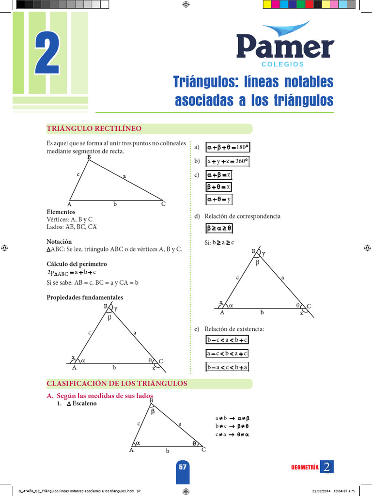 Triangulos Lineas Notables Asociadas a Los Triangulos | PDF | Triángulo | Geometría del plano ...