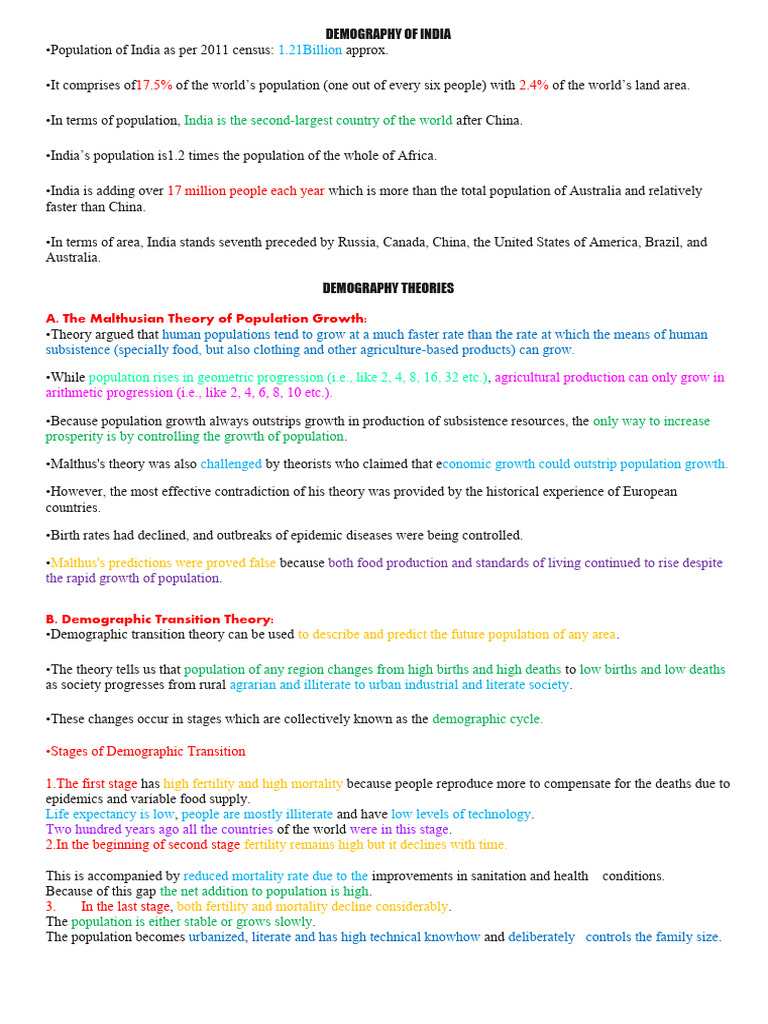 Demography Of India Pdf Total Fertility Rate Population Growth