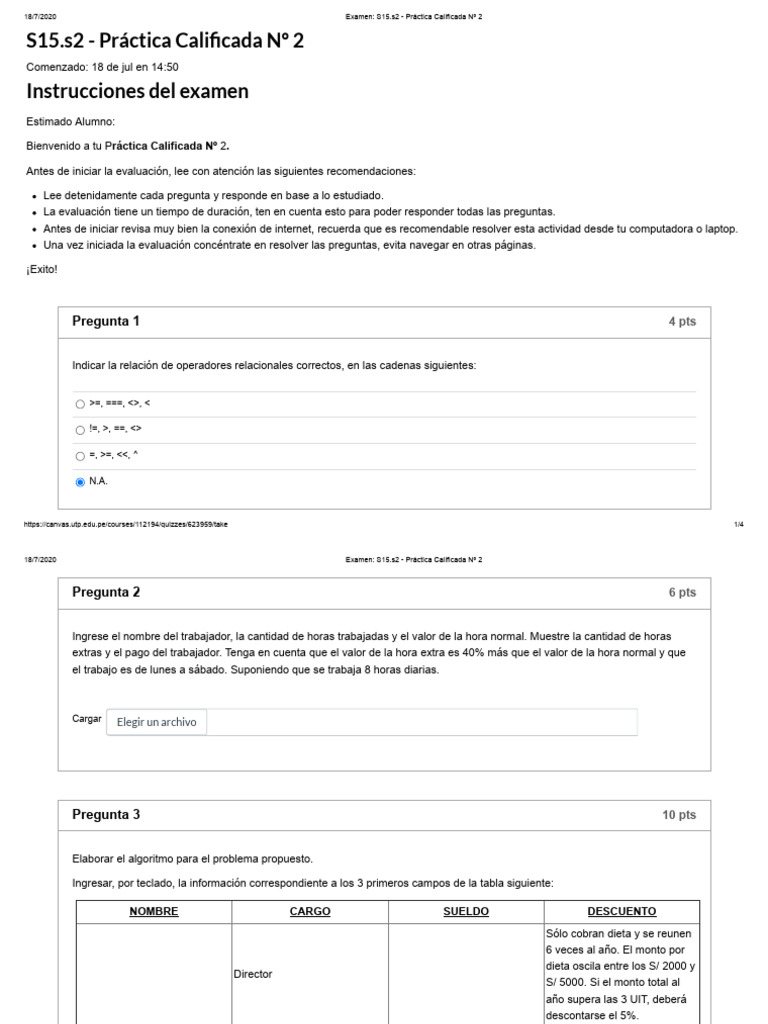 Examen - S15.s2 - Práctica Calificada #2 | PDF | Informática | Ciencias de la Computación