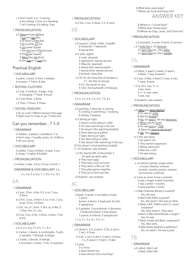 EF 4e Elem WB Answer Key (LEVEL 2) | PDF | Potato Chip | Foods