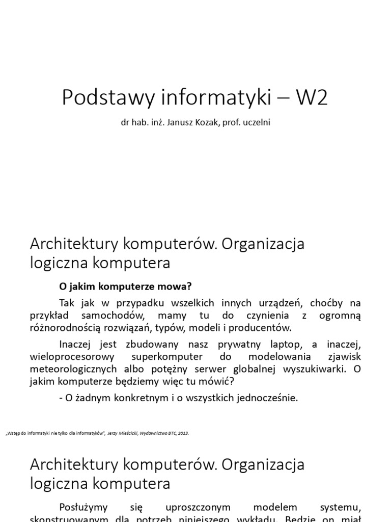 Podstawy Informatyki - W2 | PDF