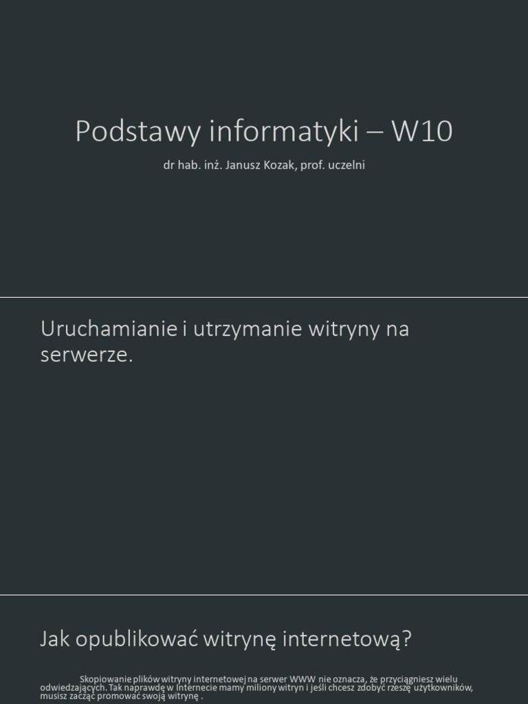 Podstawy Informatyki - W10 | PDF