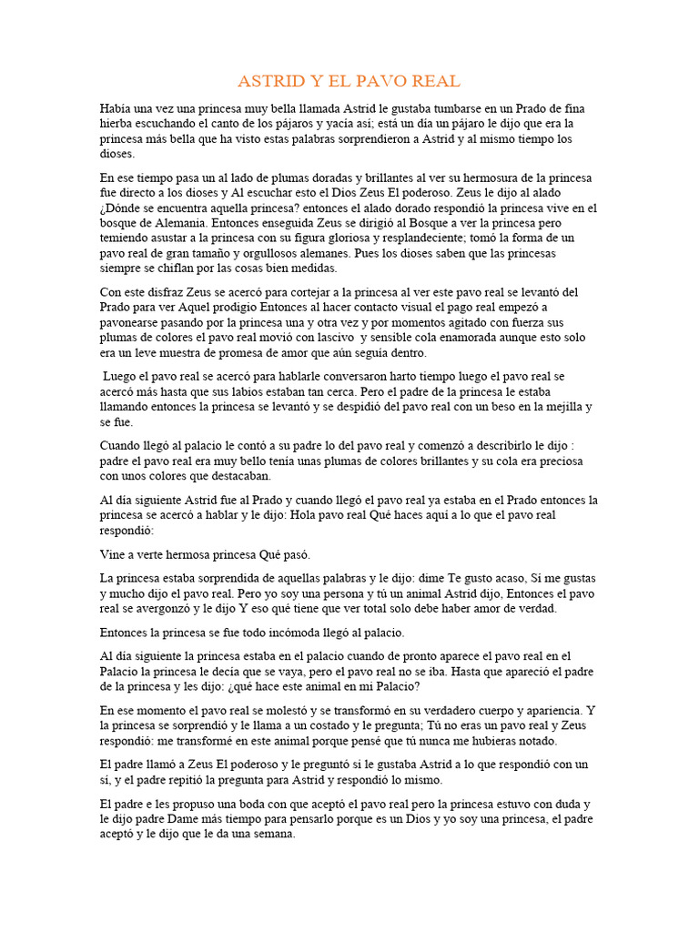 Astrid y El Pavo Real Cuento | PDF