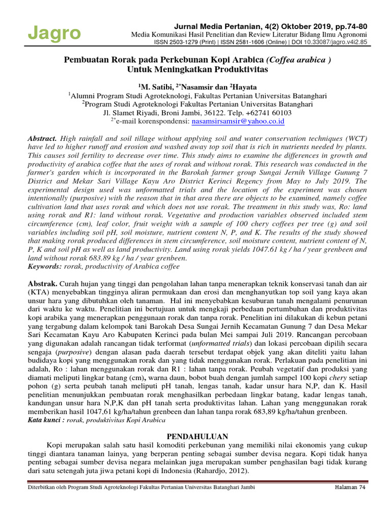 Pembuatan Rorak Pada Perkebunan Kopi Arabica Coffe | PDF | Soil ...