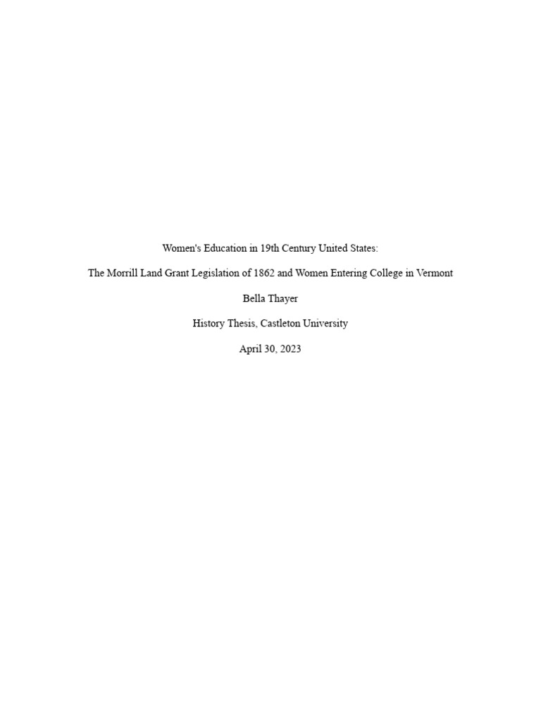 History Thesis Final Version Womens Education in 19th Century United ...