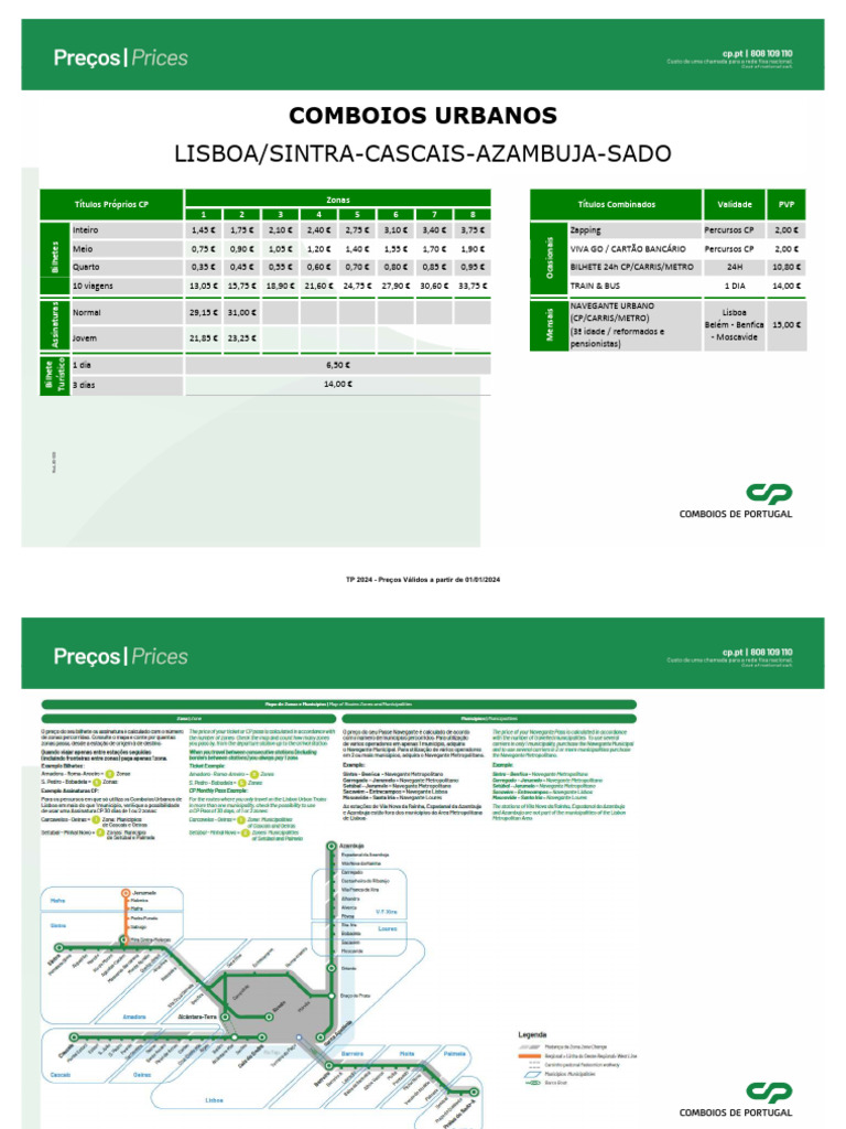 Precos Comboios Urbanos Lisboa Sintra Cascais Azambuja Sado | PDF