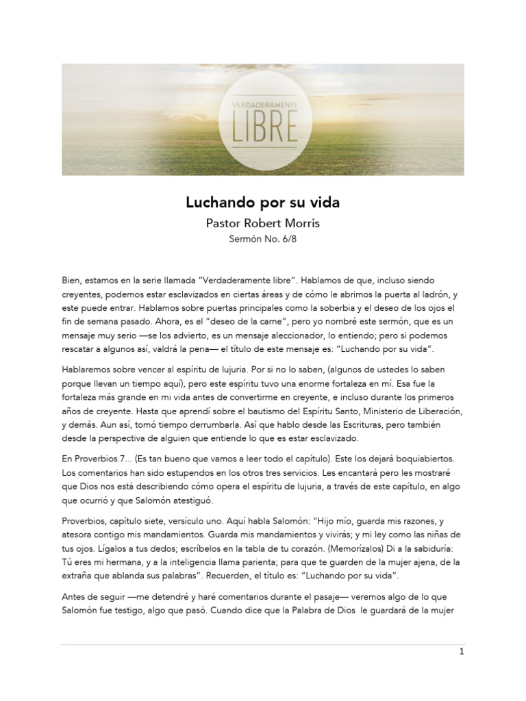 Sermón No. 6 - Luchando por su vida | PDF | Lujuria | Jesús