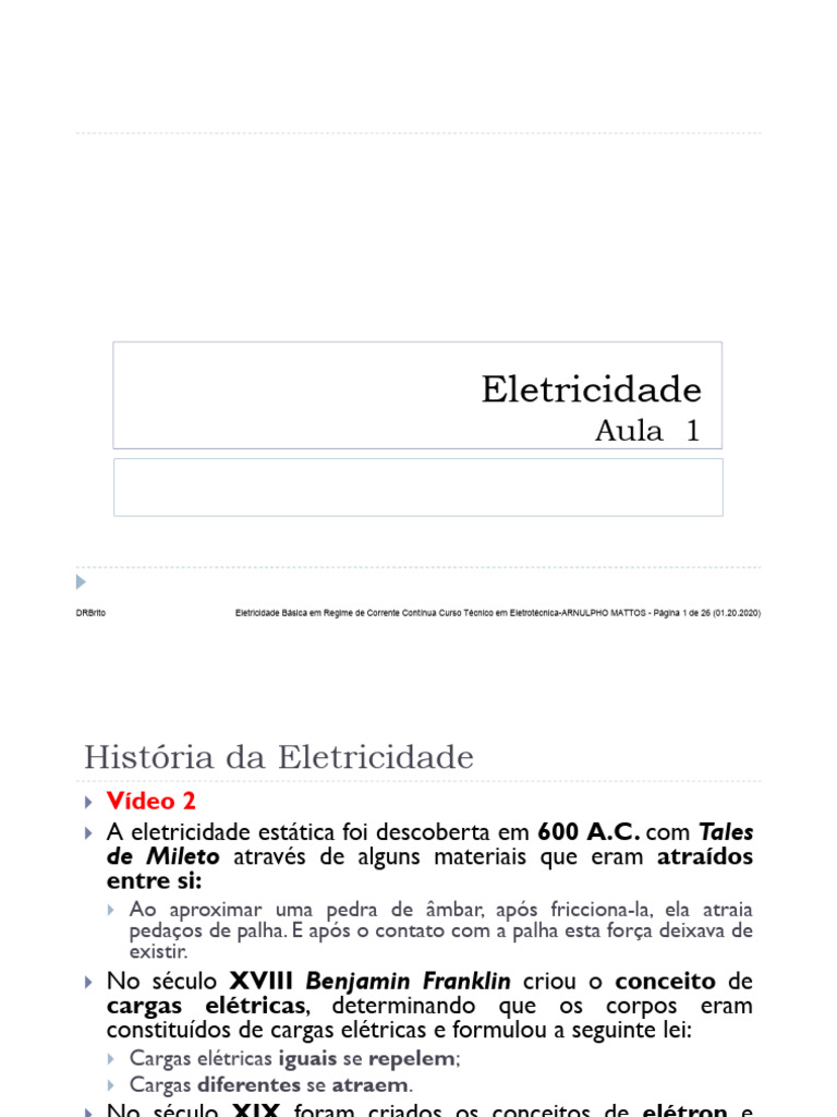 Aula1 Eletrostatica Pdf Carga Elétrica Elétron